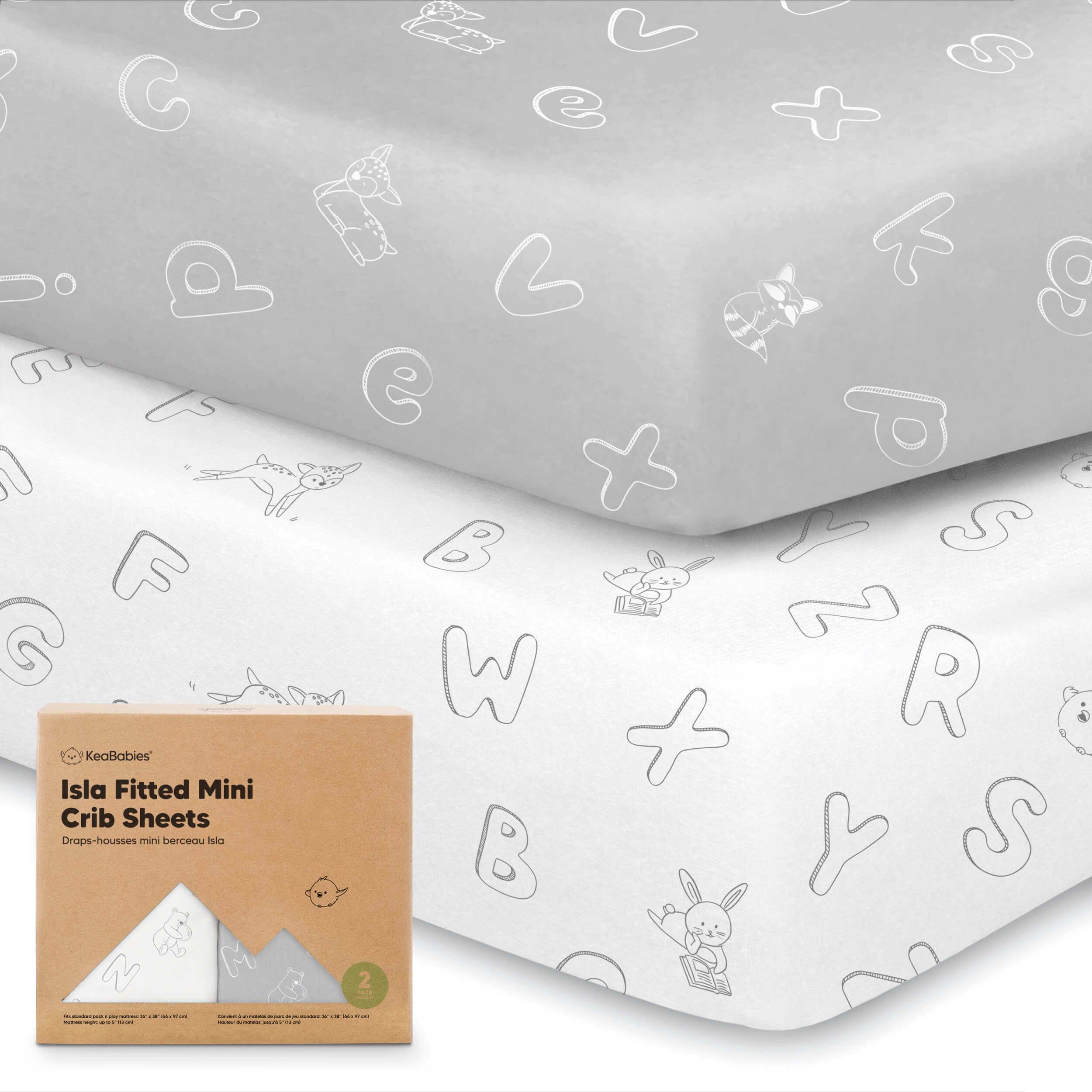 Gentle Bamboo Mini Crib Sheets, Organic Pack and Play Sheets Fitted ...