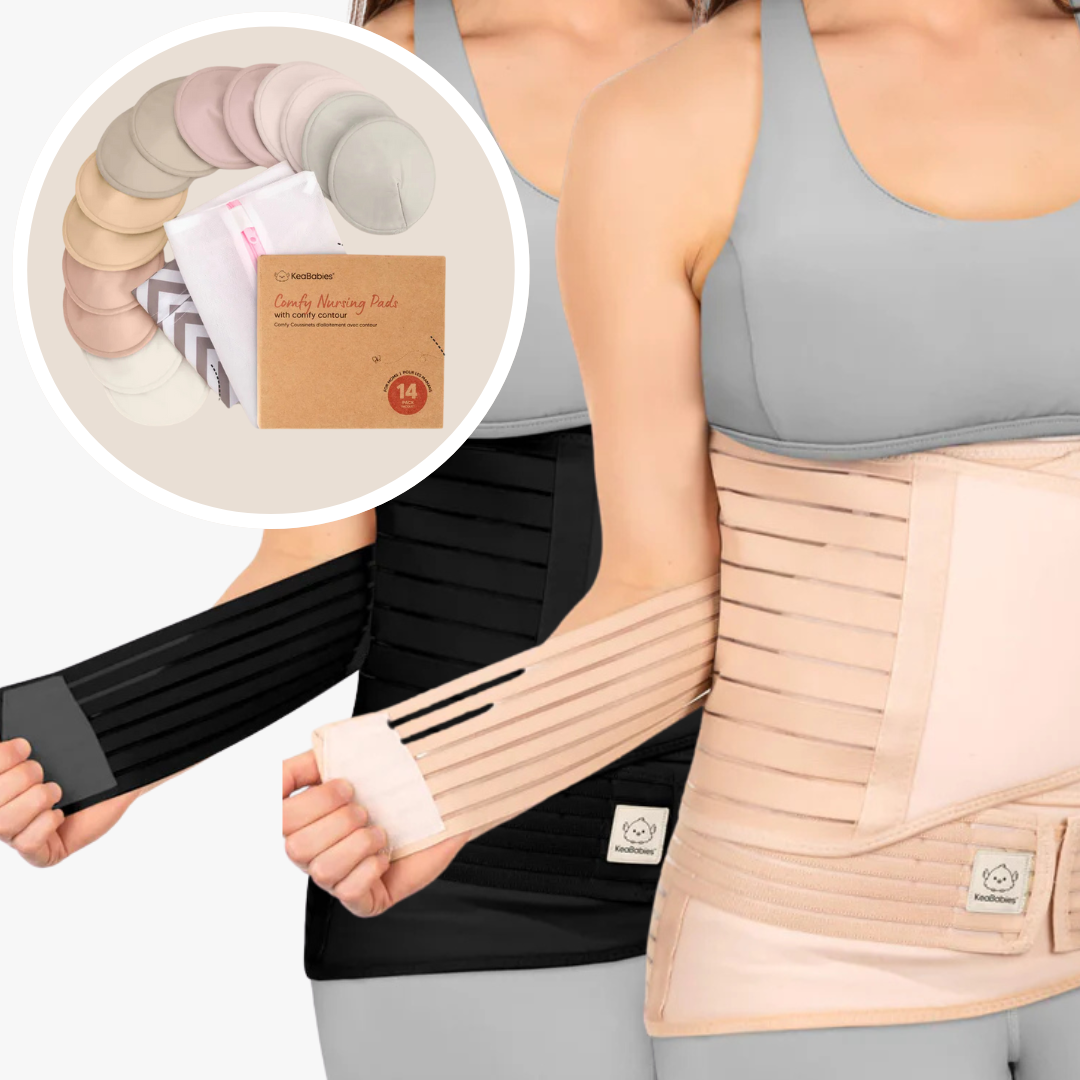 Postpartum Belt Bundle [2 Postpartum Belts + 14 Pack Nursing Pads + Fr ...